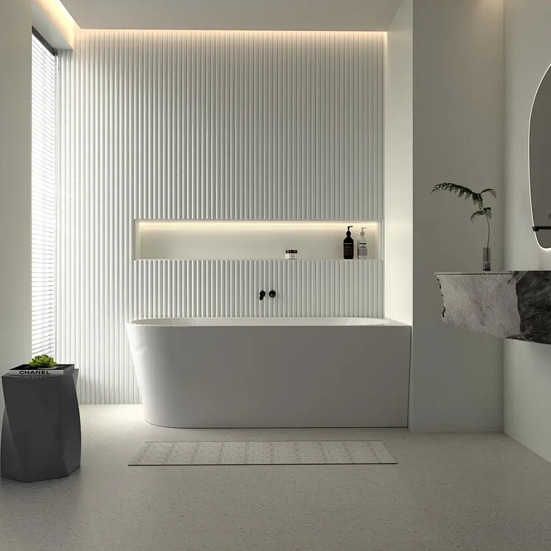 Fournisseur de baignoire dos au mur en acrylique blanc | Bain TONA